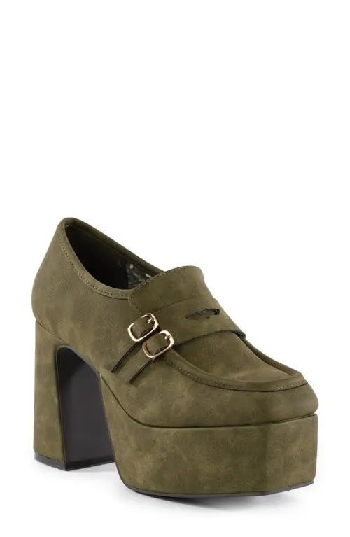 Bc Footwear Platform Pumps With Buckle Straps - Olive