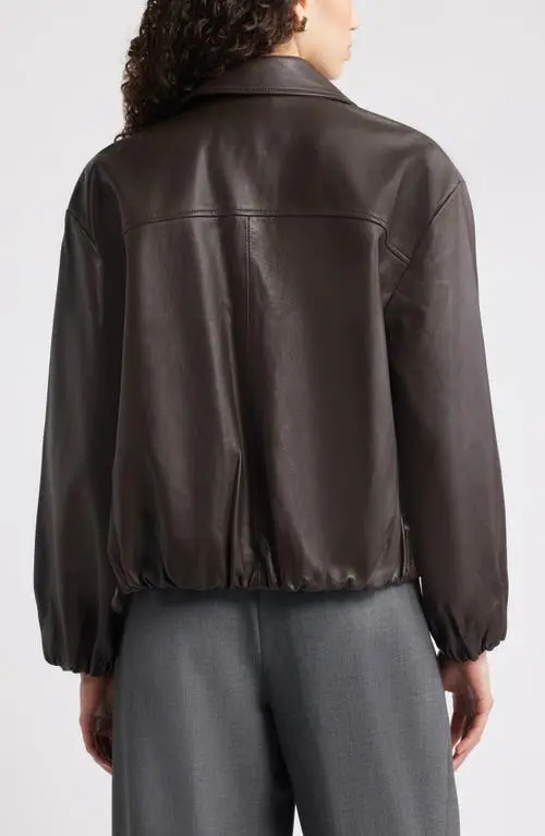 Nordstrom Bubble Hem Leather Bomber Jacket