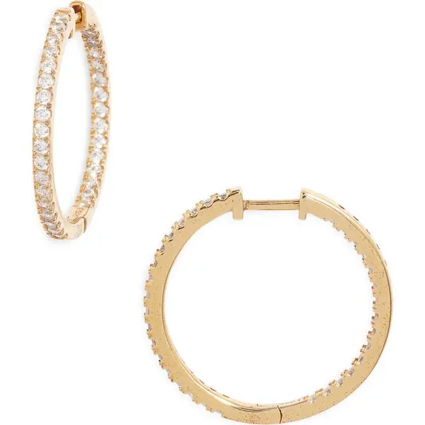 Nordstrom Pavé Cubic Zirconia Hoop Earrings - 14k Gold Plated