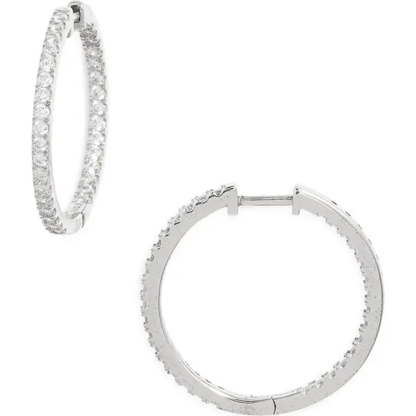 Nordstrom Pavé Cubic Zirconia Hoop Earrings - Platinum Plated