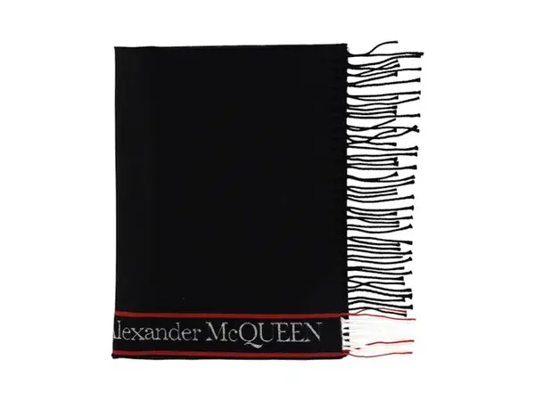 Alexander McQueen Reversible Logoprint Scarf - Black/red