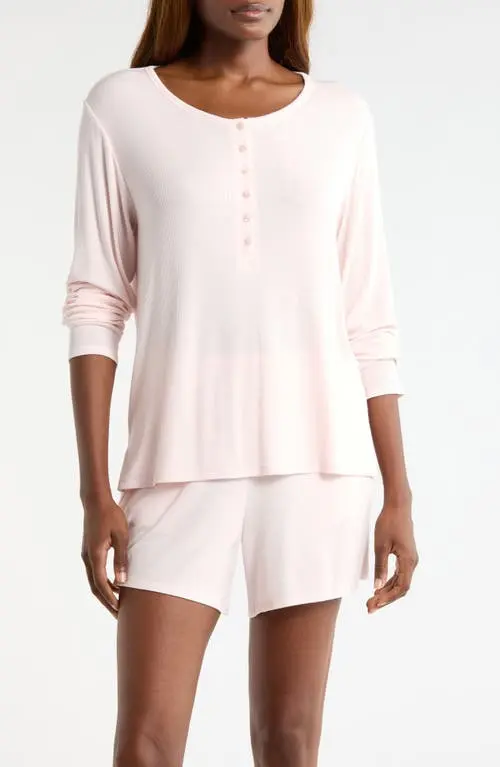 Nordstrom Moonlight Eco Rib Long Sleeve Shortie Pajamas - Pink Loft