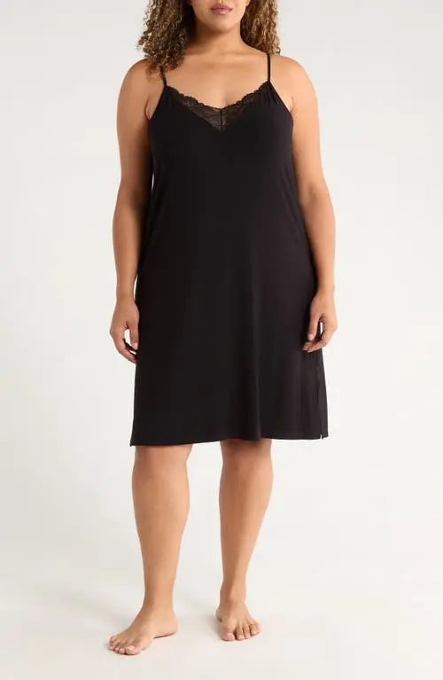 Nordstrom Moonlight Eco Lace Trim Chemise - Black