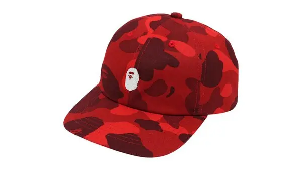 BAPE Camo Ape Head Panel Cap - Red