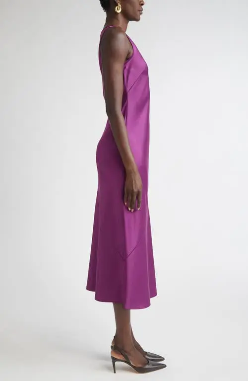 St. John Sleeveless Satin Midi Dress
