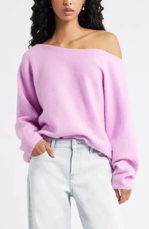 Bp. Lofty Boat Neck Oversized Sweater - Purple Moth
