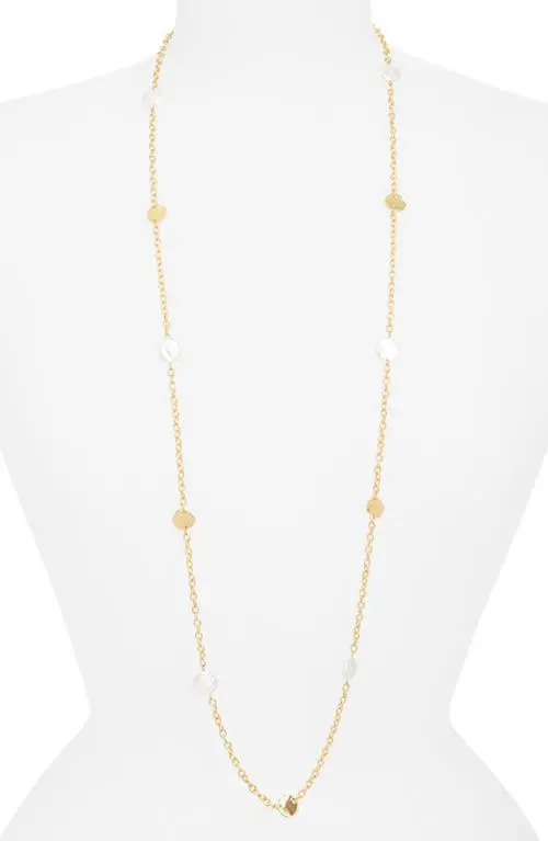 KARINE SULTAN Coin & Pearl Station Necklace