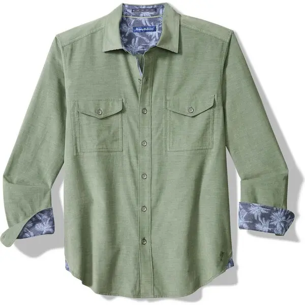 Tommy Bahama Coastline Cord Heather Bay Cotton Corduroy Button-up Shirt - Dark Spa Heather