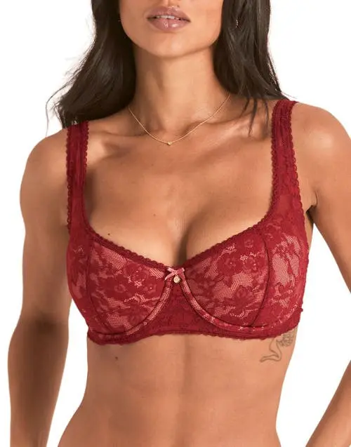 ADORE ME Alexiane Push Up Balconette Bra - Dark Red