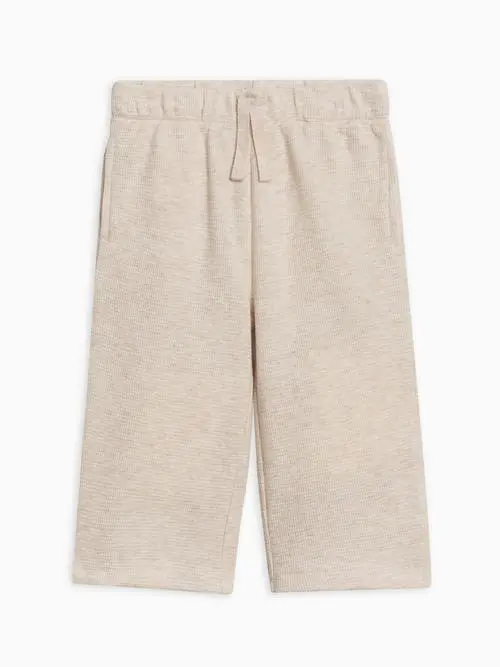 KENDI Clove Waffle Knit Straight Leg Pants - Heather Oat