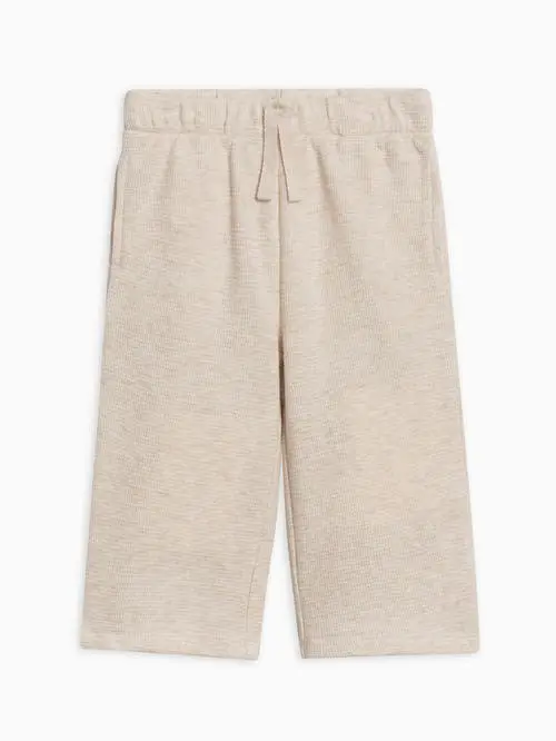 KENDI Clove Waffle Knit Straight Leg Pants - Heather Oat