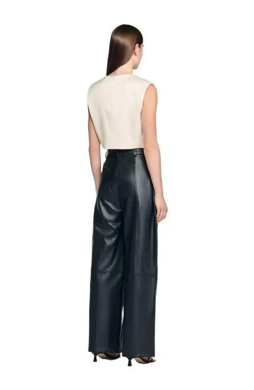 Sandro Sleeveless Satin Crop Top