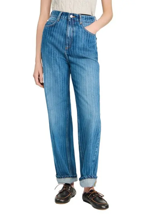Sandro Wide-leg Pinstriped Jeans
