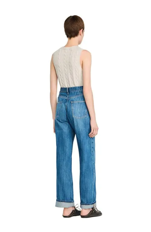 Sandro Wide-leg Pinstriped Jeans