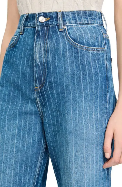 Sandro Wide-leg Pinstriped Jeans