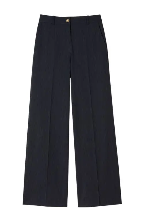 Sandro Minimal Pinstriped Trousers - Navy Blue