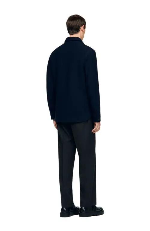 Sandro Virgin Wool Overshirt - Midnight Blue