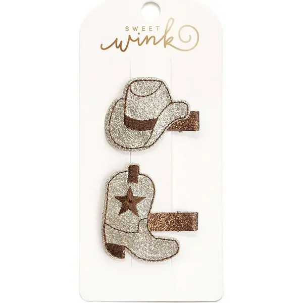 SWEET WINK Cowgirl Cutie Clip Set - Brown Multicolor