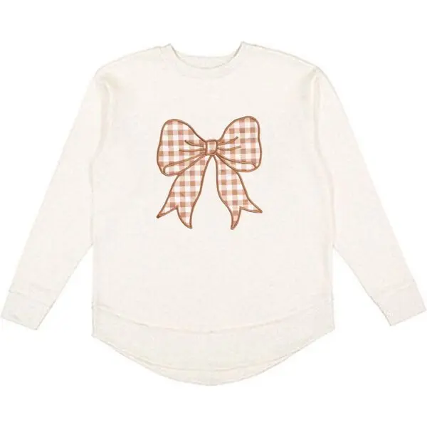 SWEET WINK Gingham Bow Patch Sweatshirt - Natural