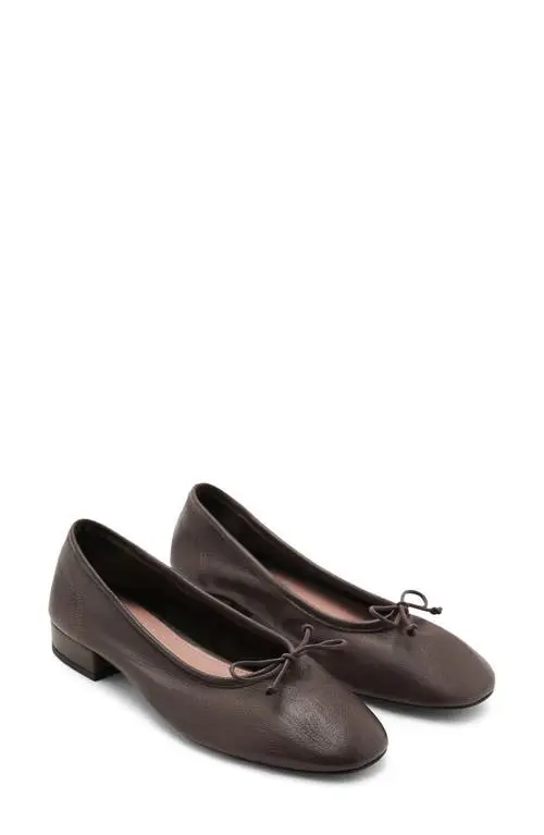 Mango Leather Ballerina Flat - Chocolate
