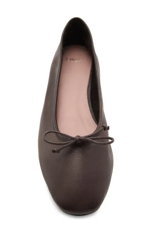 Mango Leather Ballerina Flat - Chocolate