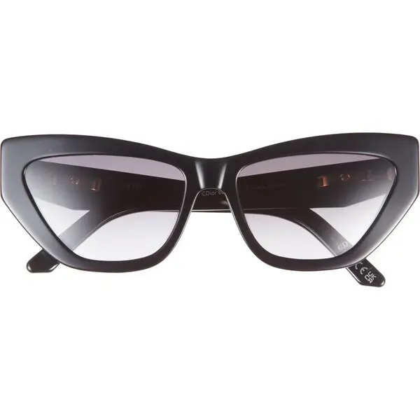 Dior C B6i 56mm Gradient Cat Eye Sunglasses - Shiny Black/gradient Smoke