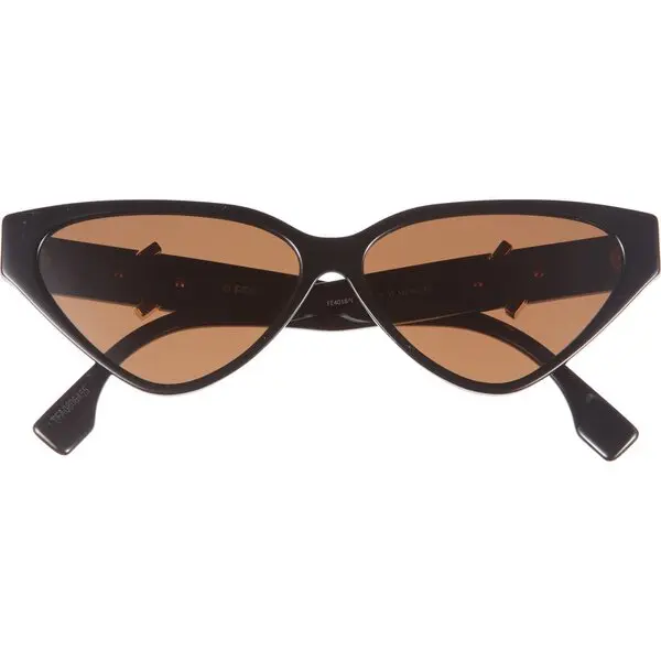 Fendi Ff Diamonds 57mm Cat Eye Sunglasses - Shiny Black/brown