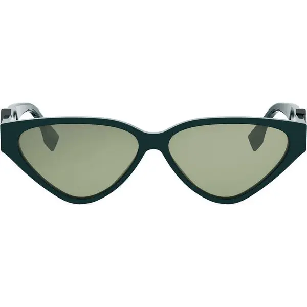 Fendi Ff Diamonds 57mm Cat Eye Sunglasses - Shiny Dark Green/green