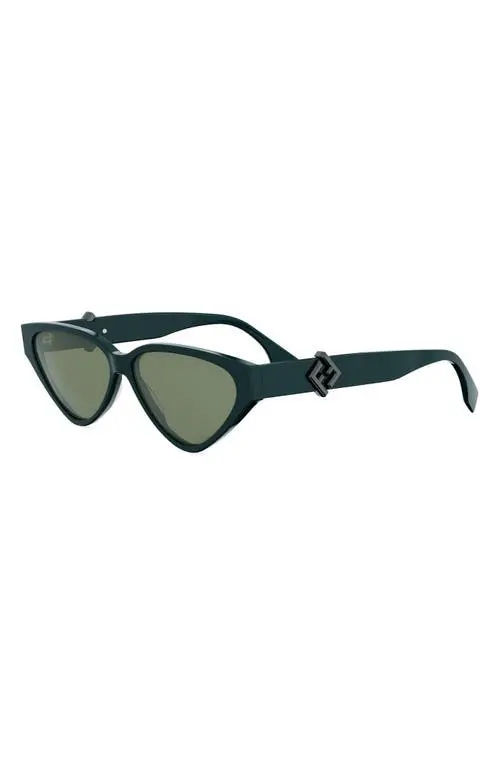 Fendi Ff Diamonds 57mm Cat Eye Sunglasses - Shiny Dark Green/green