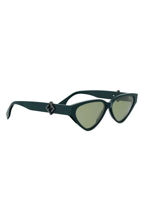 Fendi Ff Diamonds 57mm Cat Eye Sunglasses - Shiny Dark Green/green