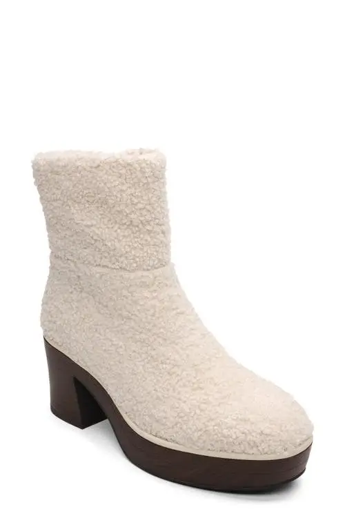 Sanctuary Faux Shearling Platform Bootie - Creme