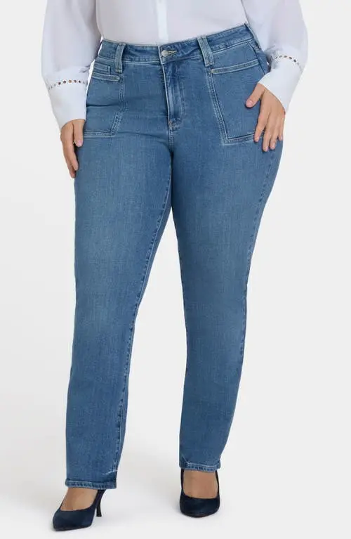 NYDJ Marilyn Patch Pocket Straight Leg Jeans - Bastille Sea