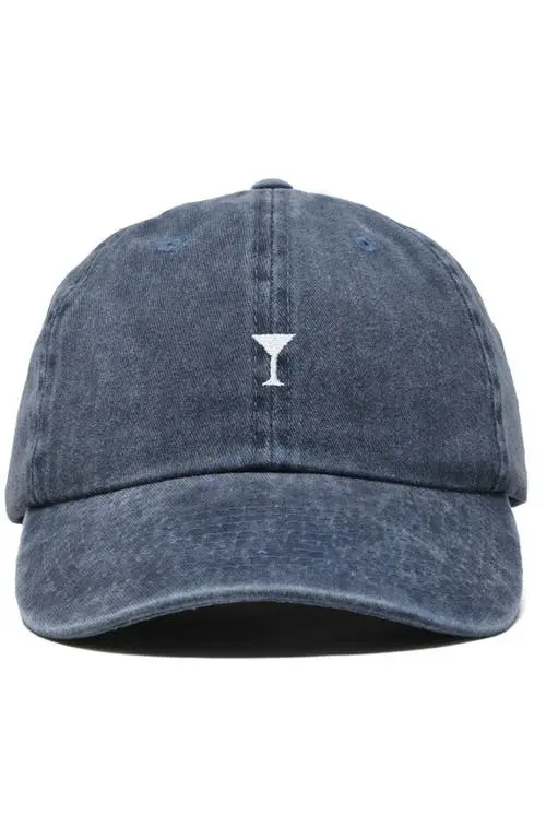 DALIX Martini Design Dad Cap - Washed Navy Blue