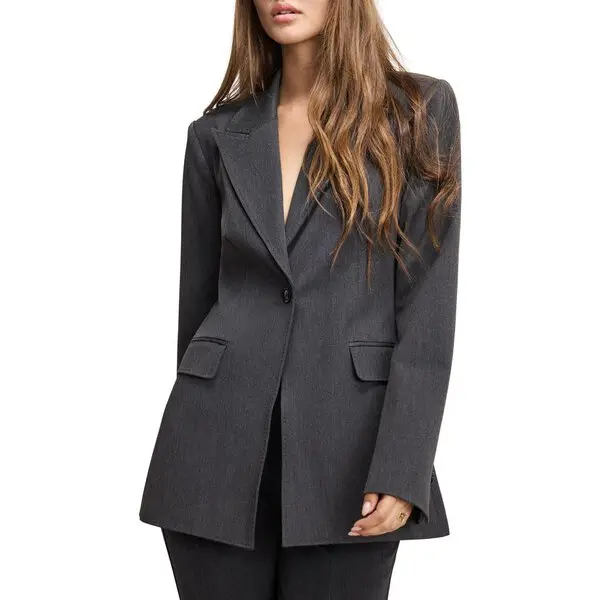 Good American Essential Sculpt Suit Blazer - Dark Heather Gray