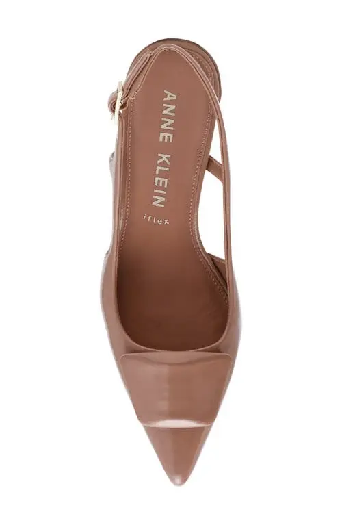 Anne Klein Renatta Slingback Pumps - Beige Crinkle Patent