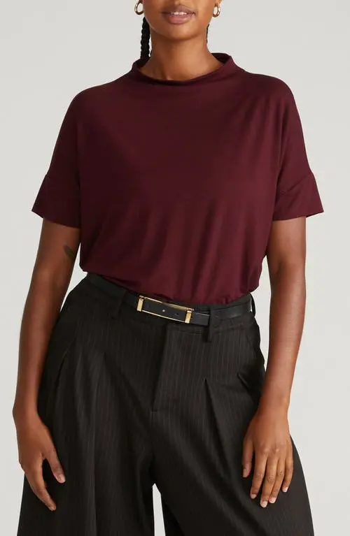 Universal Standard Petra Short Sleeve Top - Black Cherry Red