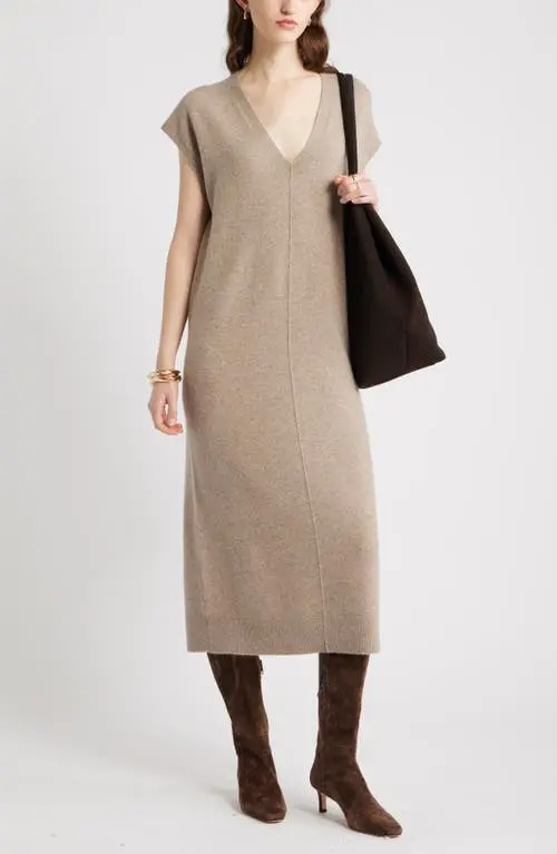 Nordstrom Wool & Cashmere Blend Shift Dress - Beige Bliss