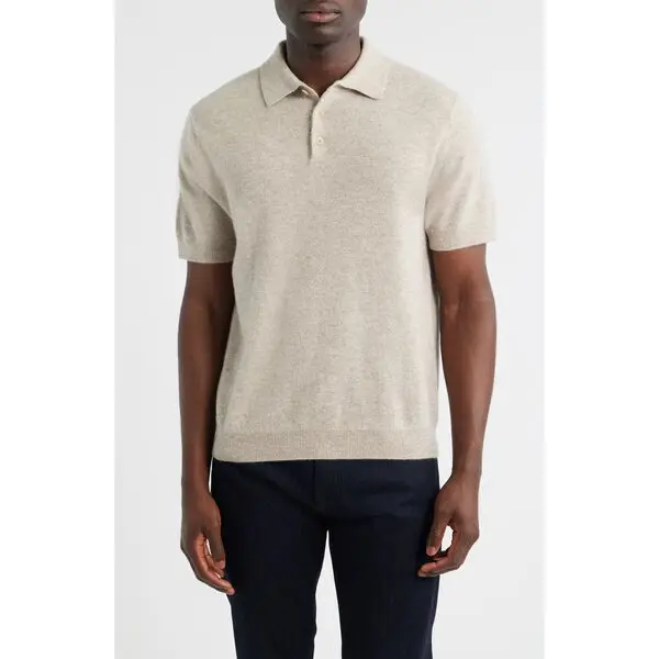 Nordstrom Cashmere Polo - Beige Hummus Heather