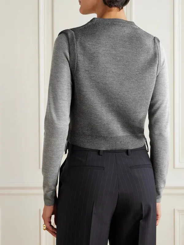 Gucci Layered Wool And Silk-blend Sweater - Gray
