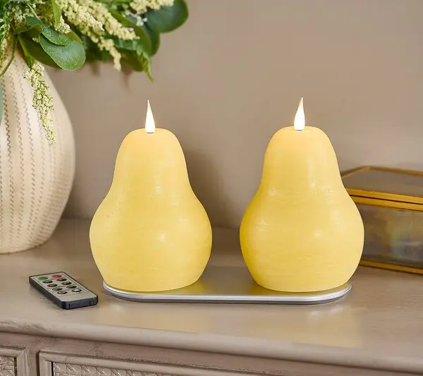 HOMEBLISS Home Bliss S/2 Rechargeable 5' Pear Candles - One-color