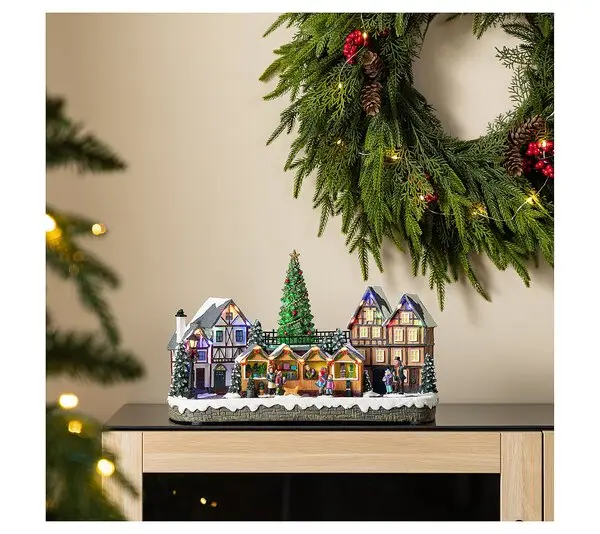 GLITZHOME 15'l Christmas Oversized Lighted Tabl E Village Decor - One-color