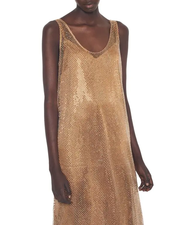 As By Df Nadine Rhinestone-Embellished Maxi Dress In Rose Gold |  Editorialist