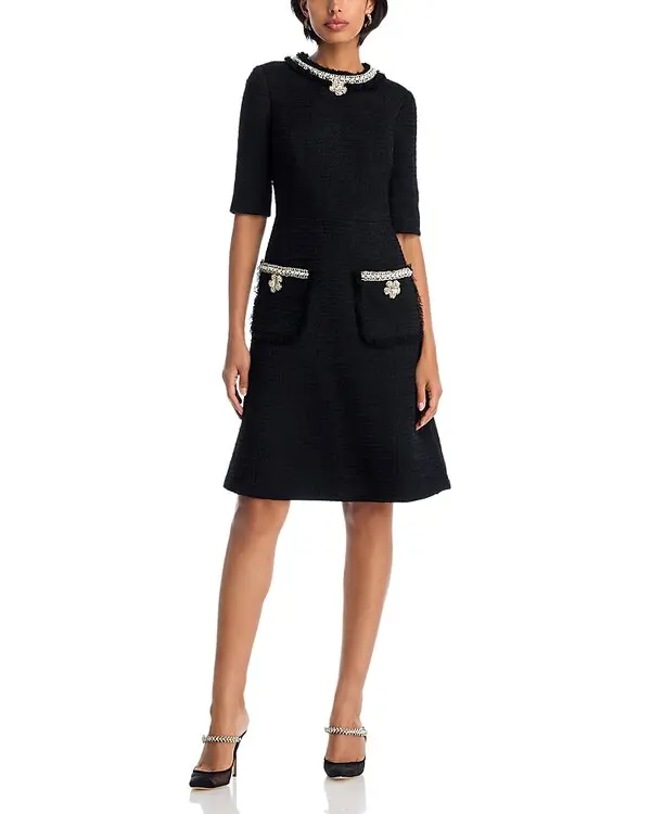 Rickie Freeman For Teri Jon Embellished Tweed Dress - Black