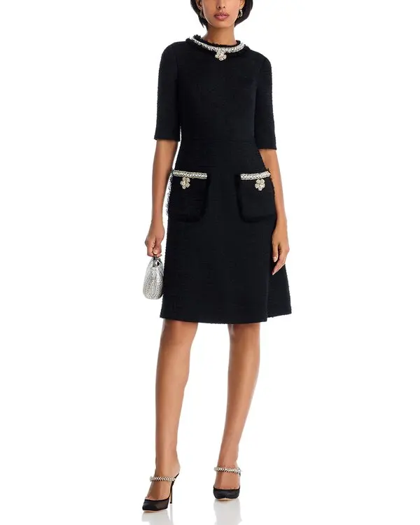 Rickie Freeman For Teri Jon Embellished Tweed Dress - Black
