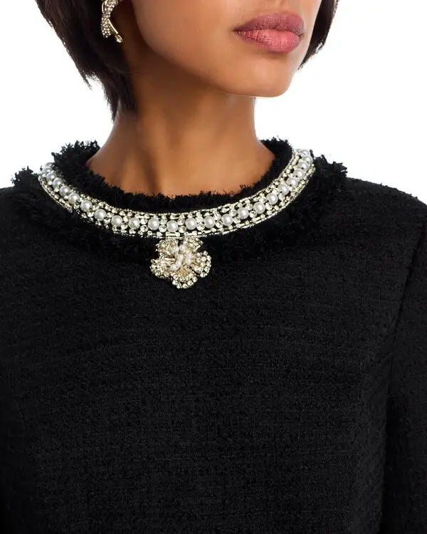 Rickie Freeman For Teri Jon Embellished Tweed Dress - Black