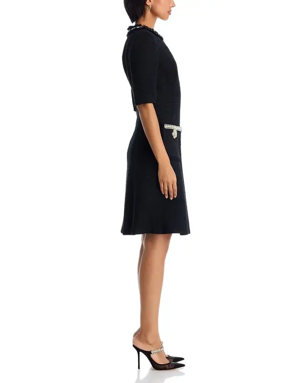 Rickie Freeman For Teri Jon Embellished Tweed Dress - Black