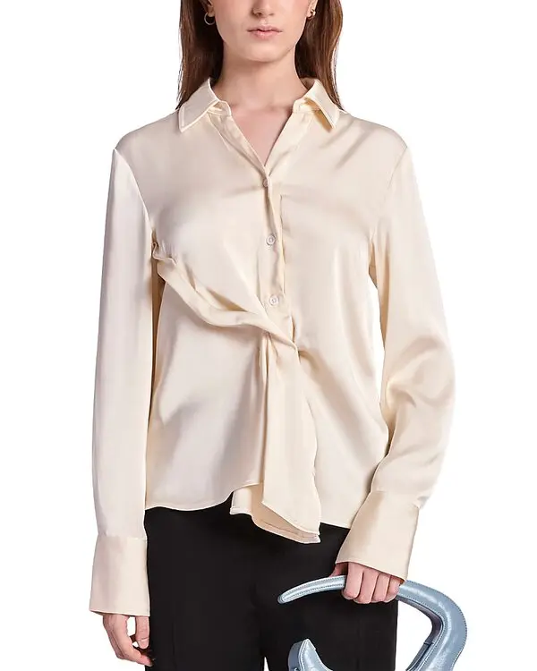 KATE BARTON Draped Button-front Shirt