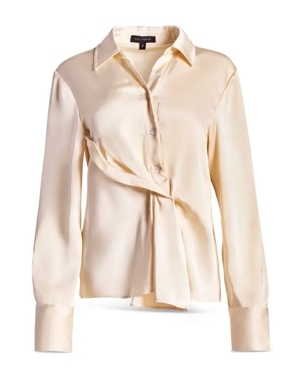 KATE BARTON Draped Button-front Shirt