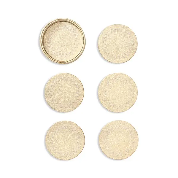 KIM SEYBERT Starry Night Coasters In Caddy, Set Of 6 - Gold Silver