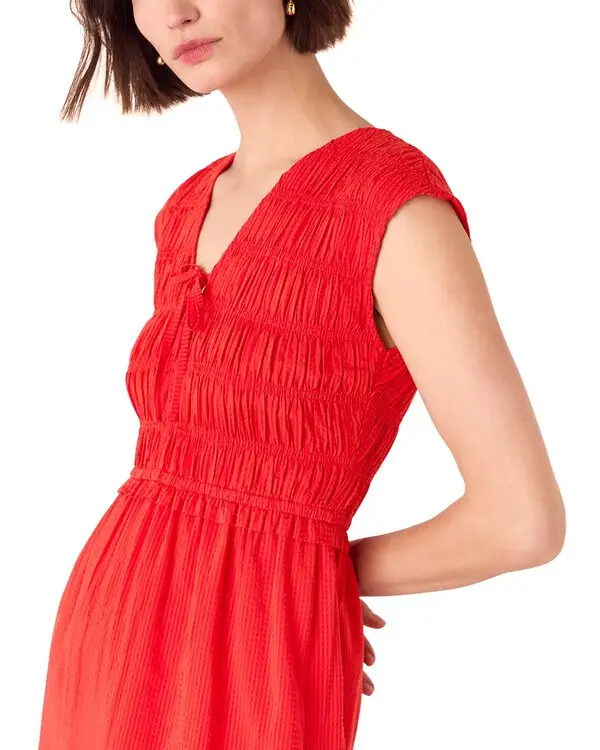 Whistles Petite Shirred Bodice Midi Dress